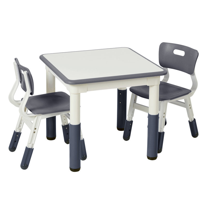 ECR4Kids Dry Erase Square Activity Table with 2 Chairs Adjustable Kids Furniture 3 Piece Wayfair Canada